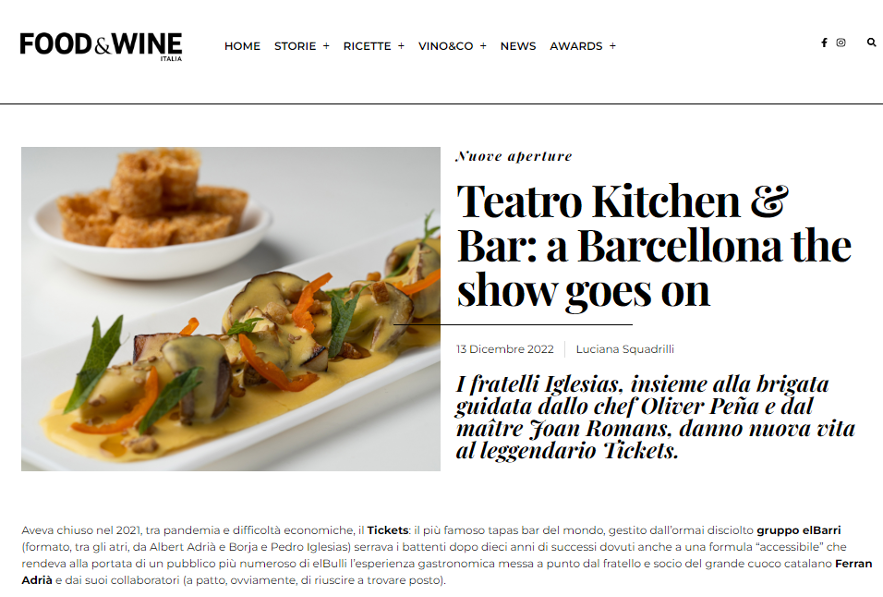 Prensa - Teatro Kitchen Bar