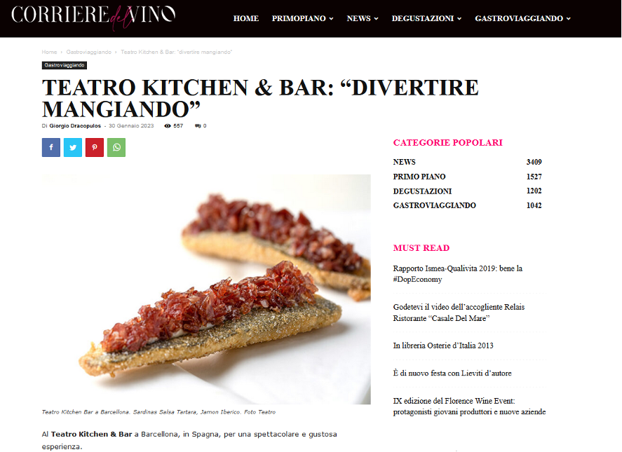 Prensa - Teatro Kitchen Bar