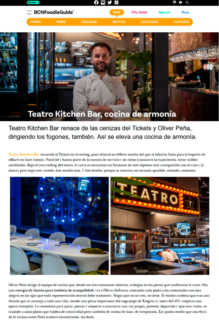 Prensa - Teatro Kitchen Bar
